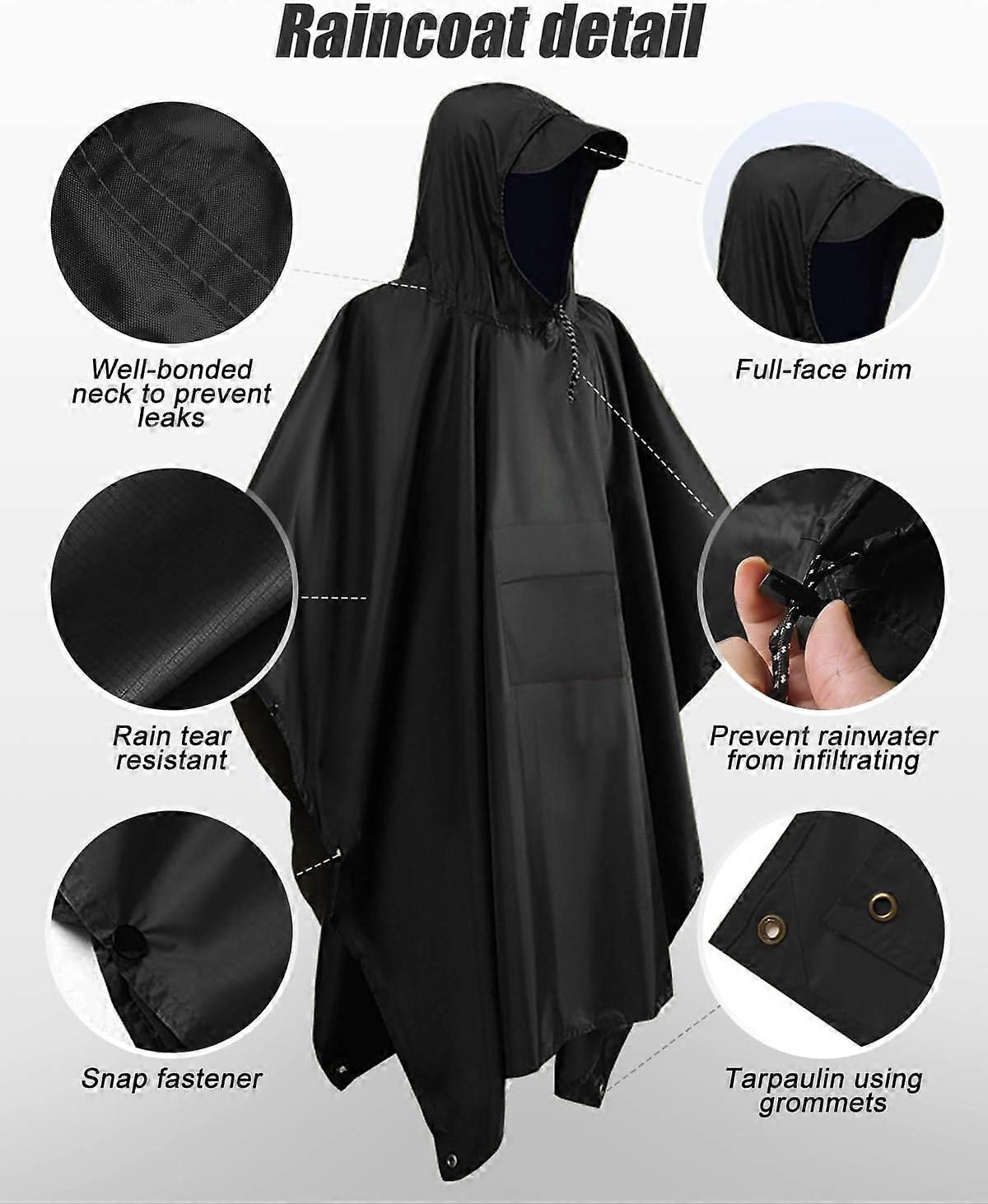Poncho Waterproof Adult Reusable Poncho Waterproof Adult Lightweight ...