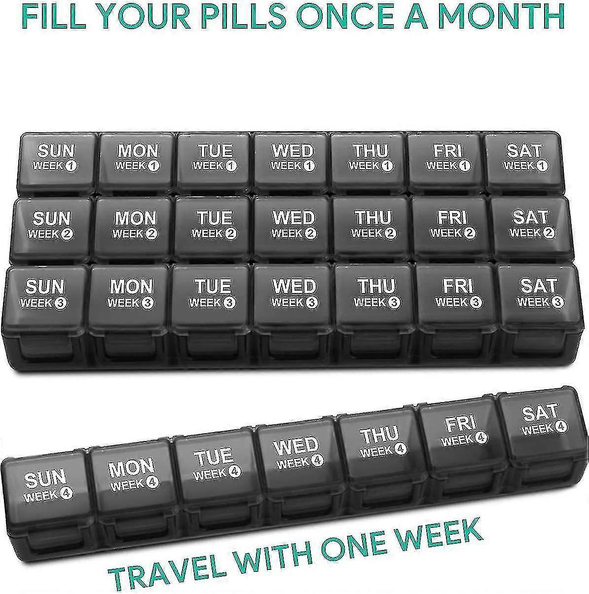 Large Monthly Pill Organiser 28 Day Pill Box Organizer By Week, Large 4 ...