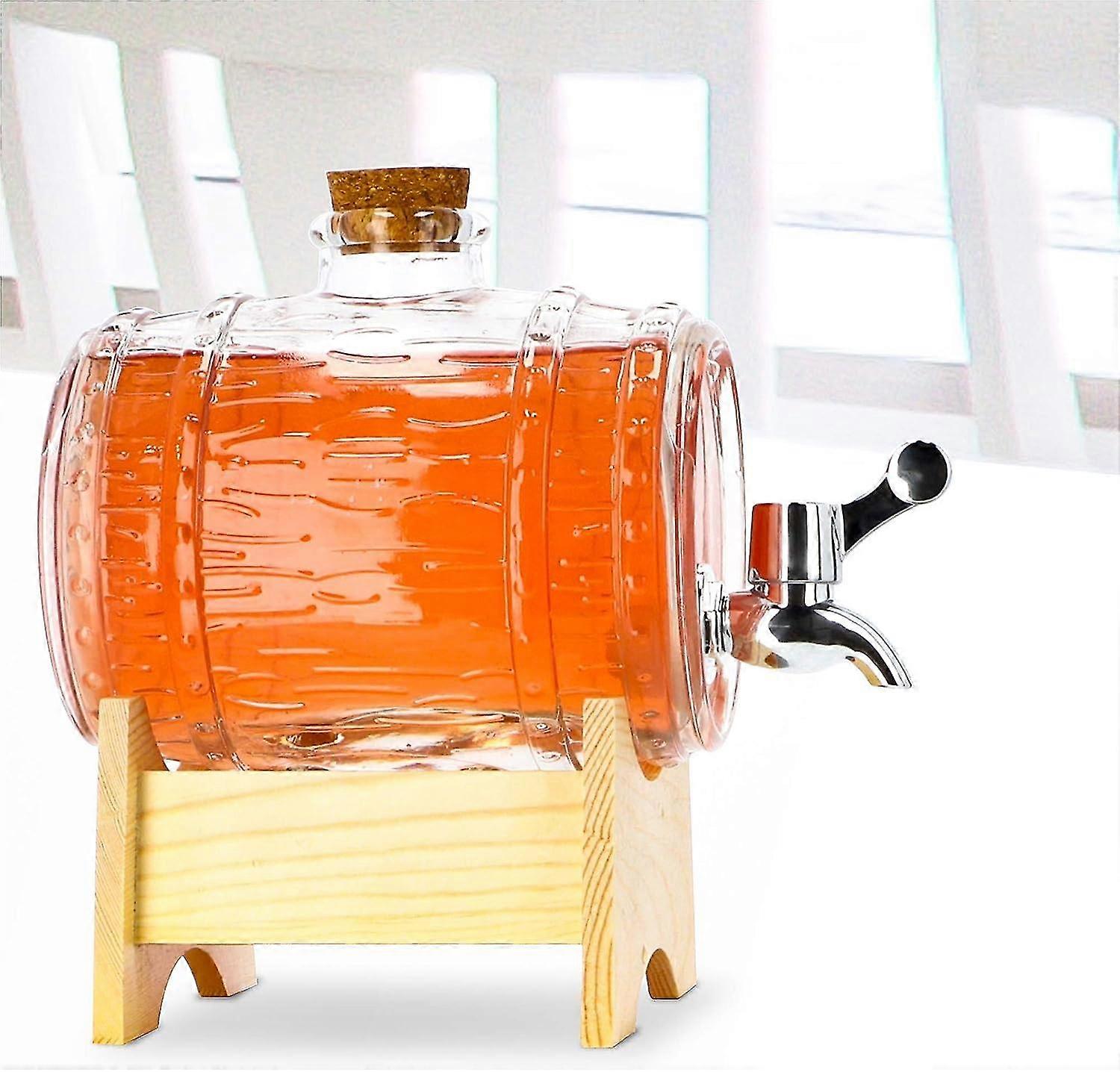 Barrel with Tap, Glass Beverage Dispenser | Fruugo UK