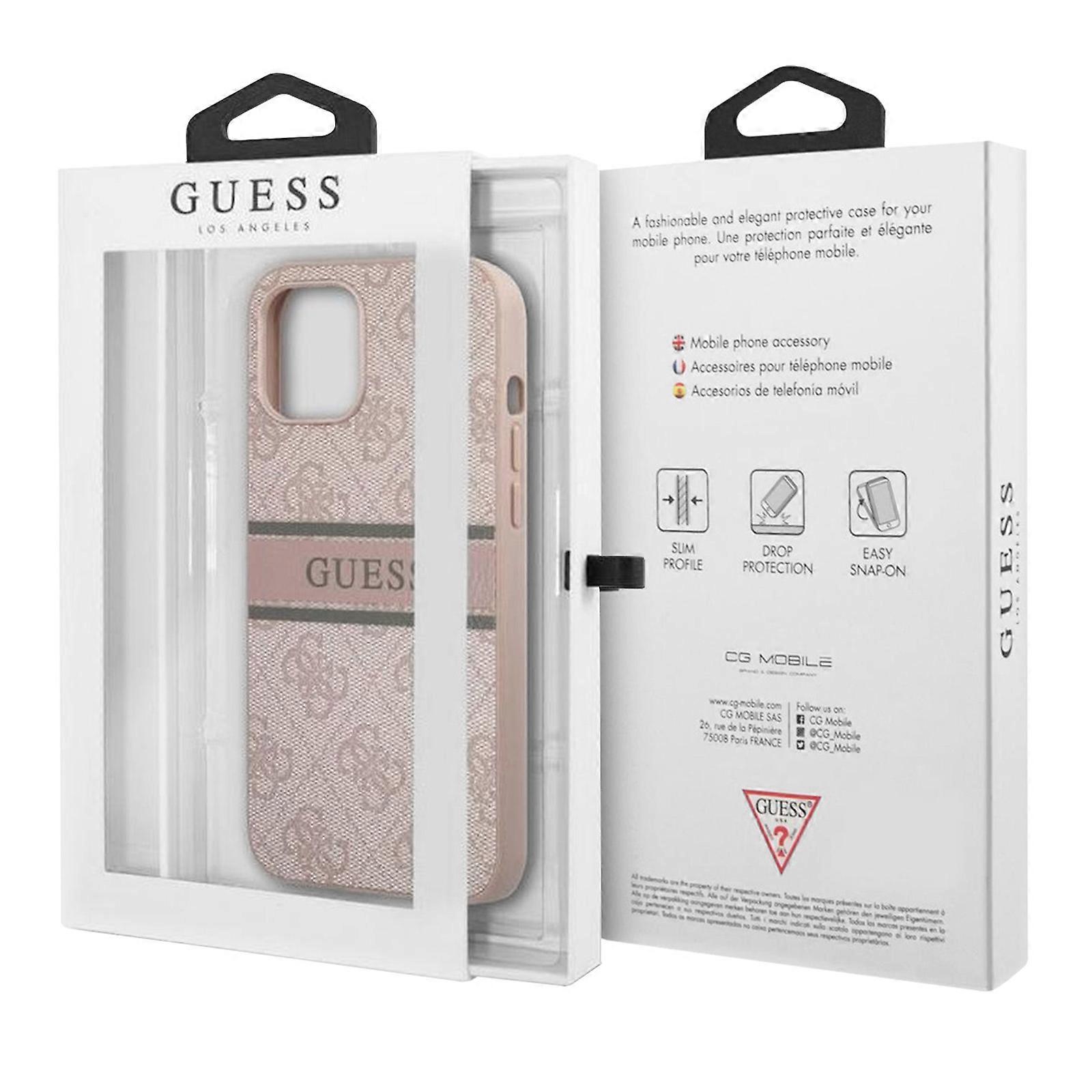 Case for iPhone 12 with Print and Monochrome Band Luxury, Light Pink ...
