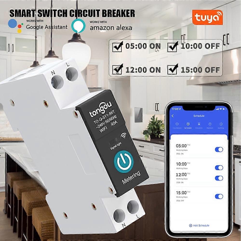 TUYA WIFI Smart Circuit Breaker With Metering 1P 63A DIN Rail for Smart ...