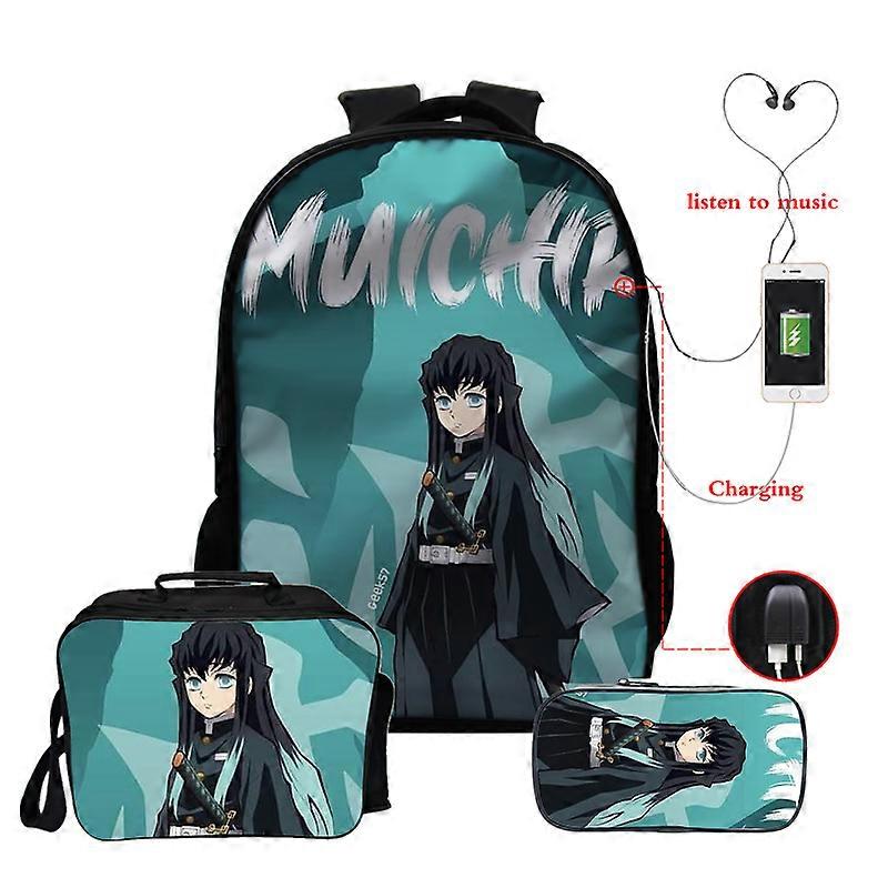 Anime Demon Slayer Muichiro Tokito Bagpack Teenager Boys Girls School ...