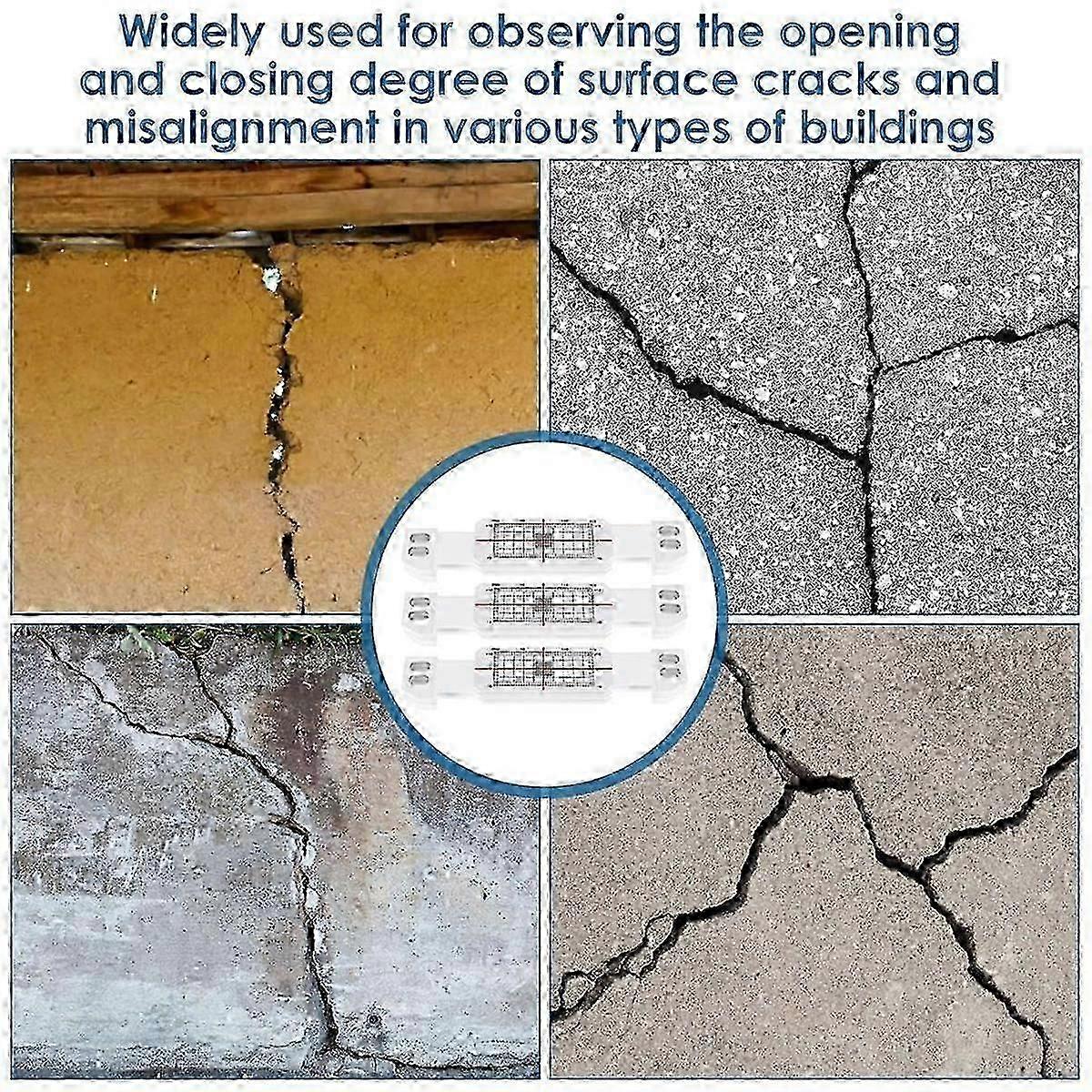 3 Pcs Crack Monitoring Record, Acrylic Corner Tell-Tale Monitor,Tell ...