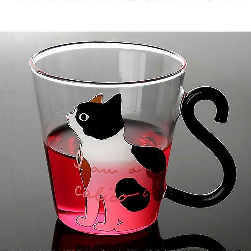 Cartoon Cat Glass Mug 250ml Cute Creative Cat Kitty Glass Tea Milk ...