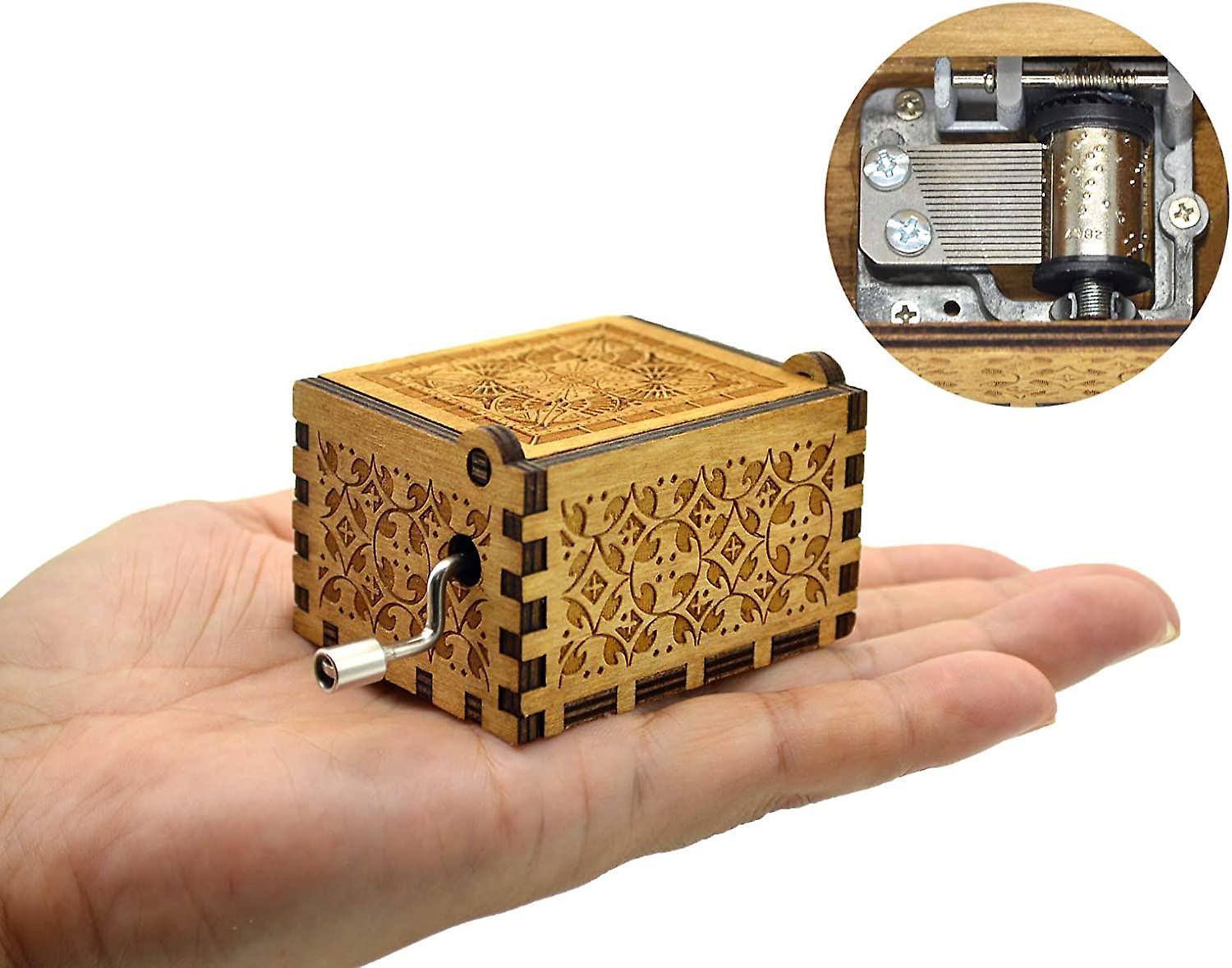 Le Parrain Wood Music Box - 18 Note Mécanisme Antique Laser Gravé Boîte ...