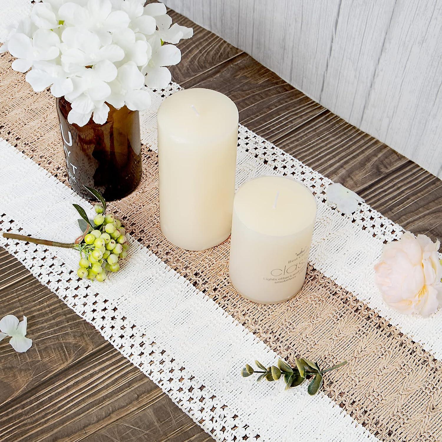 Macrame Table Runner, Farmhouse Natural Burlap Table Runner, Splicing Cotton Boho Table Runner ...