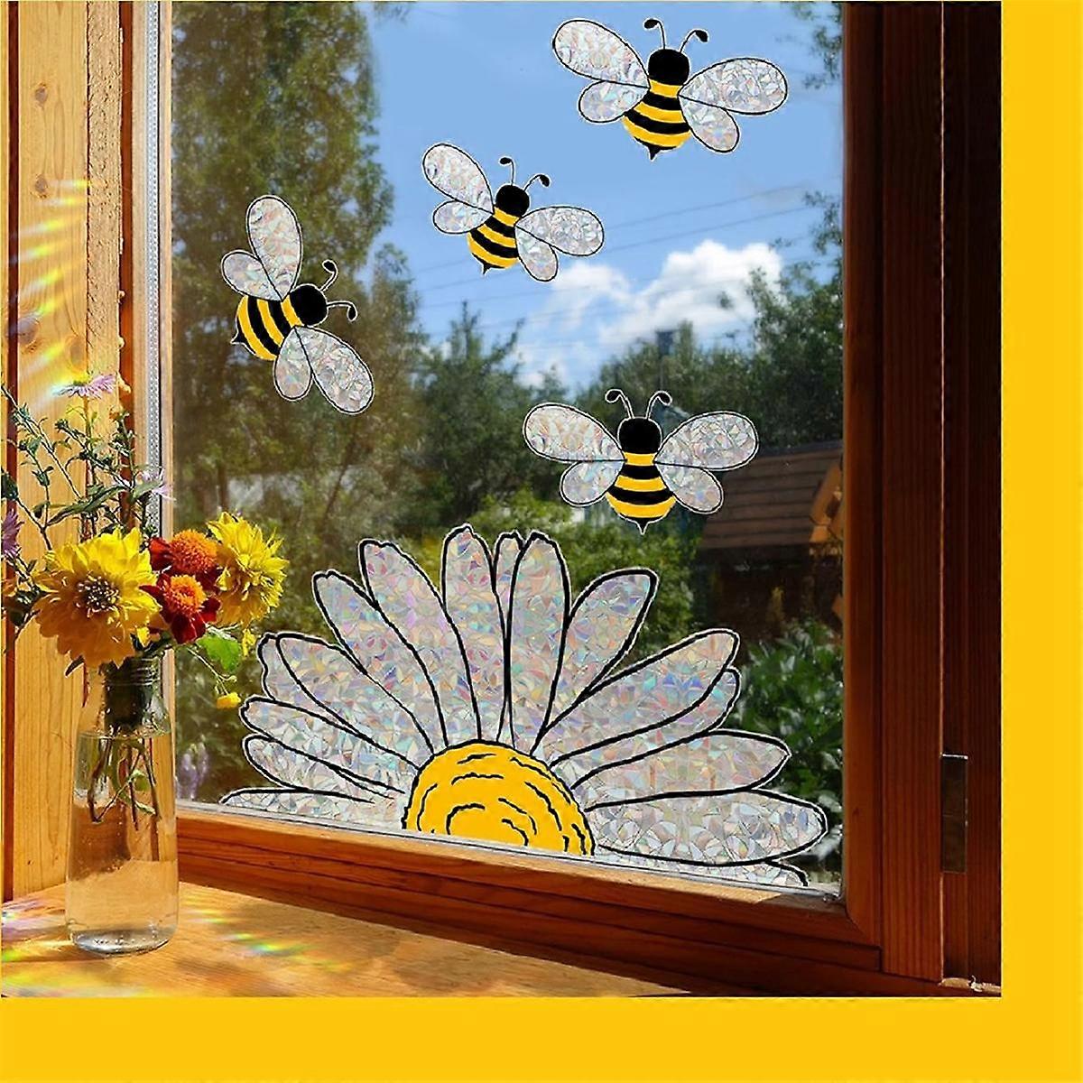 Cute Bee Style Glass Sticker, Bee Window Decal - Stained Glass Window ...