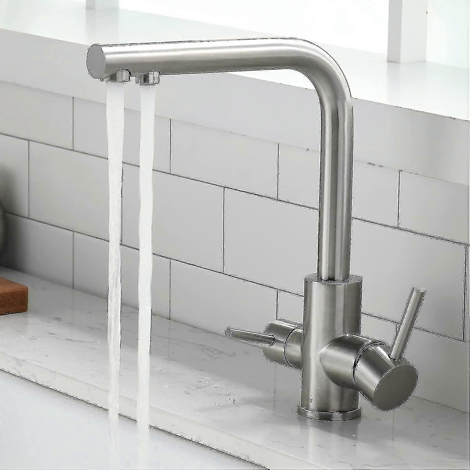 3 Way Kitchen Faucet - 360 Rotatable - 3 In 1 Water Filter Mixer Tap ...