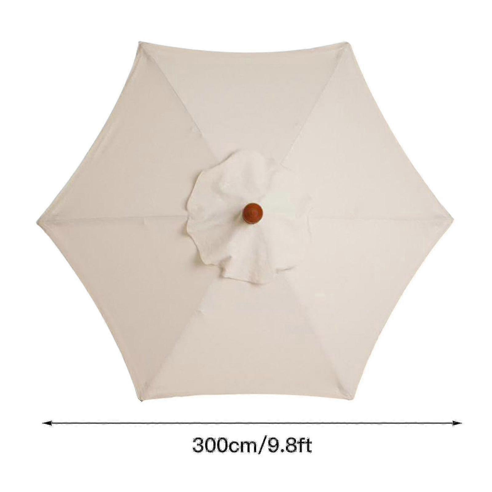 3m 6 Ribs Parasol Replacement Canopy Cover Outdoor Umbrella Shade ...