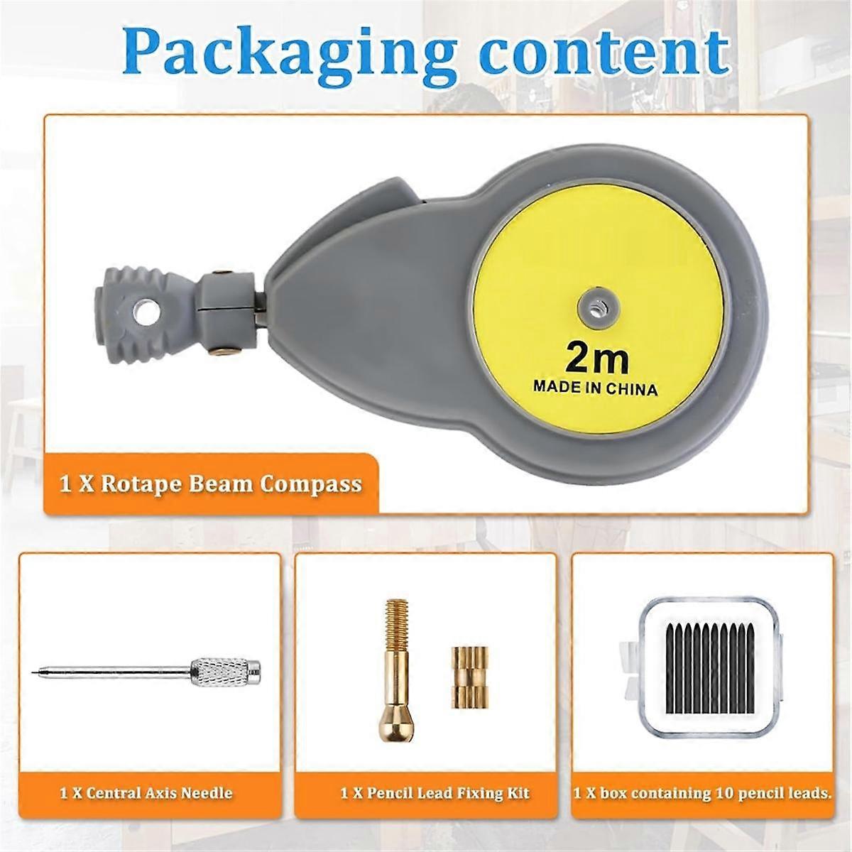 Rotating Tape Measure with 10 Pencil Leads Retractable Circle Drawing ...