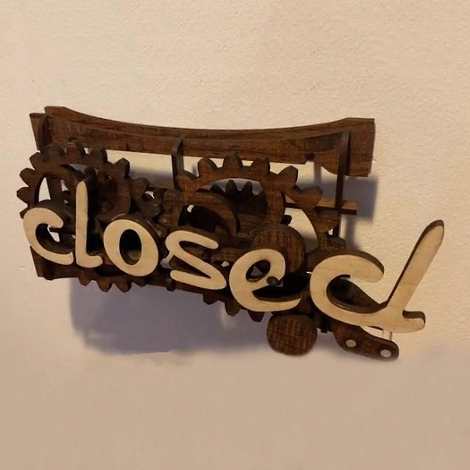 Revolutionary Open-closed Sign Board, Wooden Gear Mechanism Convertible ...