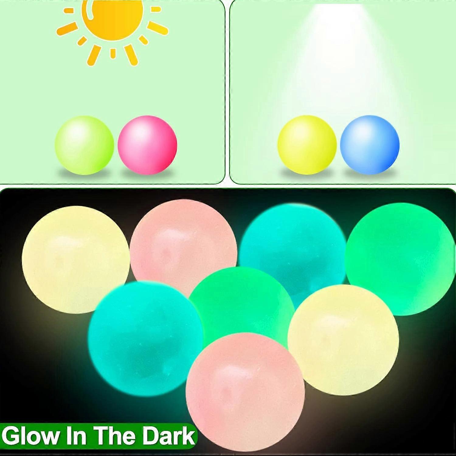 6Pcs Glow in Dark Sticky Ball Stretch TPR Anxiety Relief Decompression ...