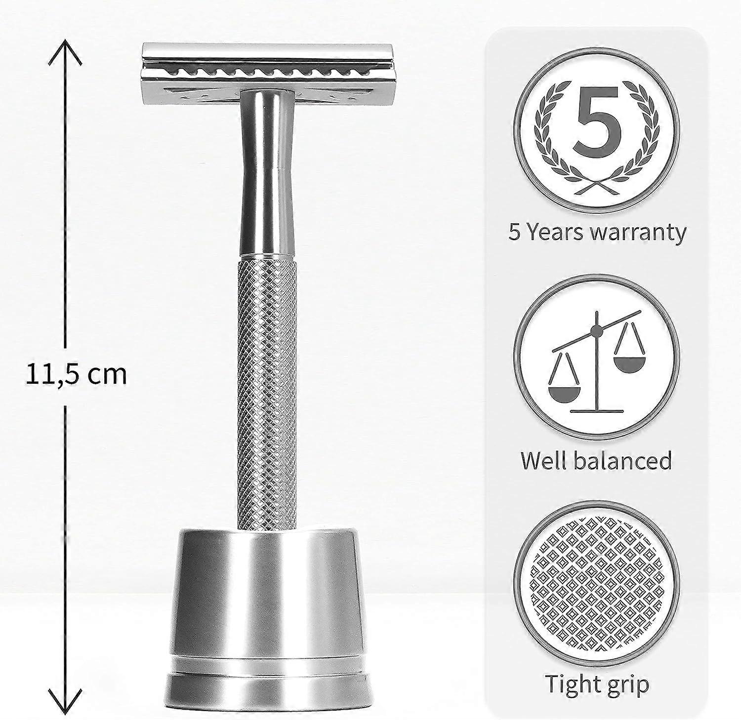 Silver Safety Razor with Stand - Metal Safety Razor - Razor for Men and ...