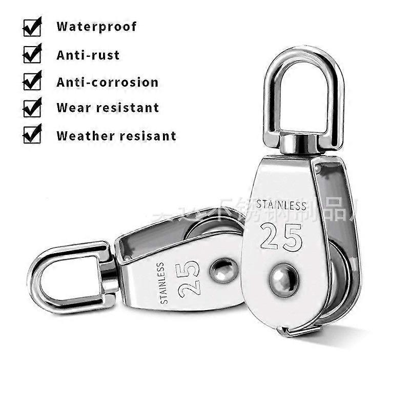 3pcs Single Pulley Block M25 Stainless Steel Small Pulley Roller For ...