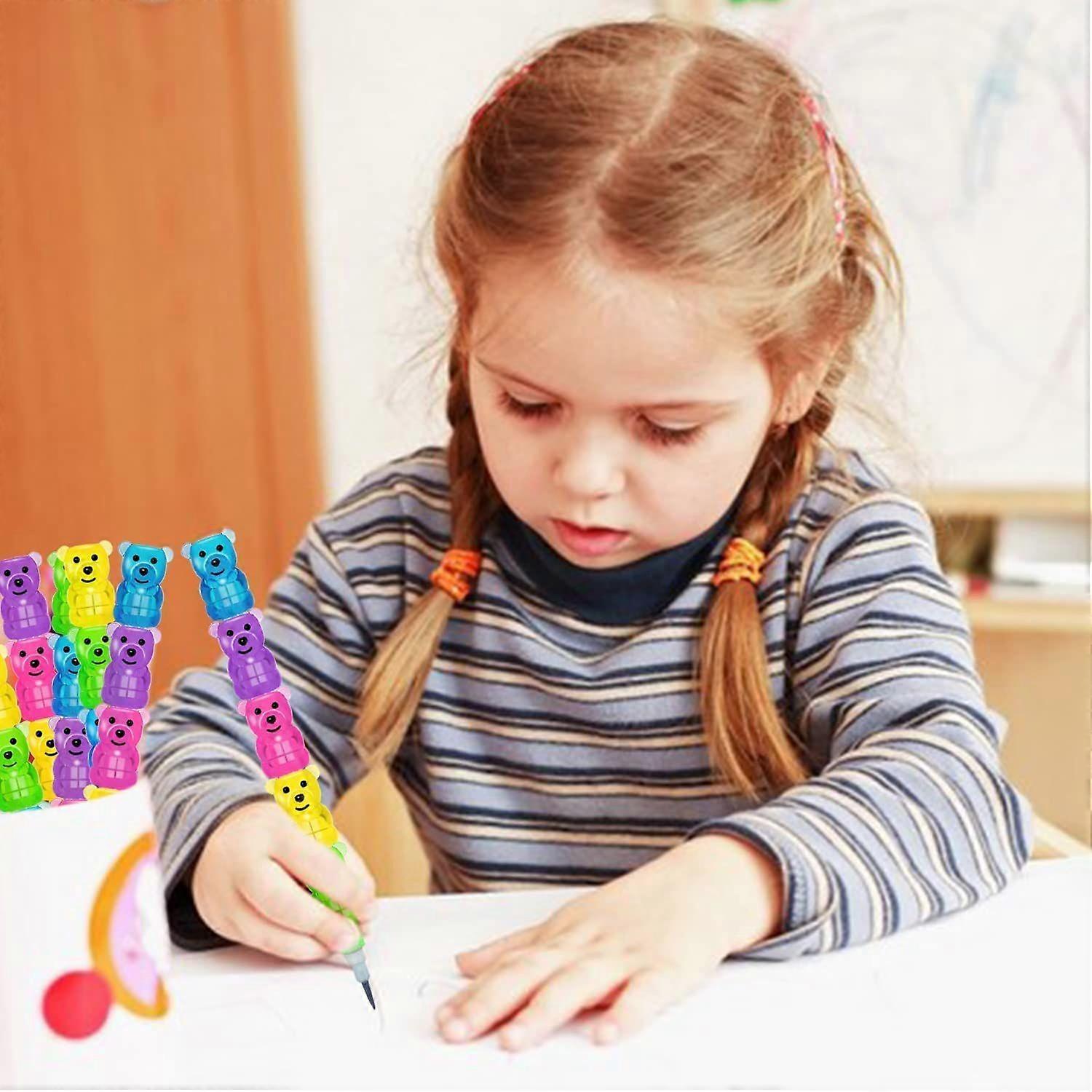 30Pcs Stackable Plastic Pencils,Kids Bear Shaped Stacking Pencil,5 in 1 ...