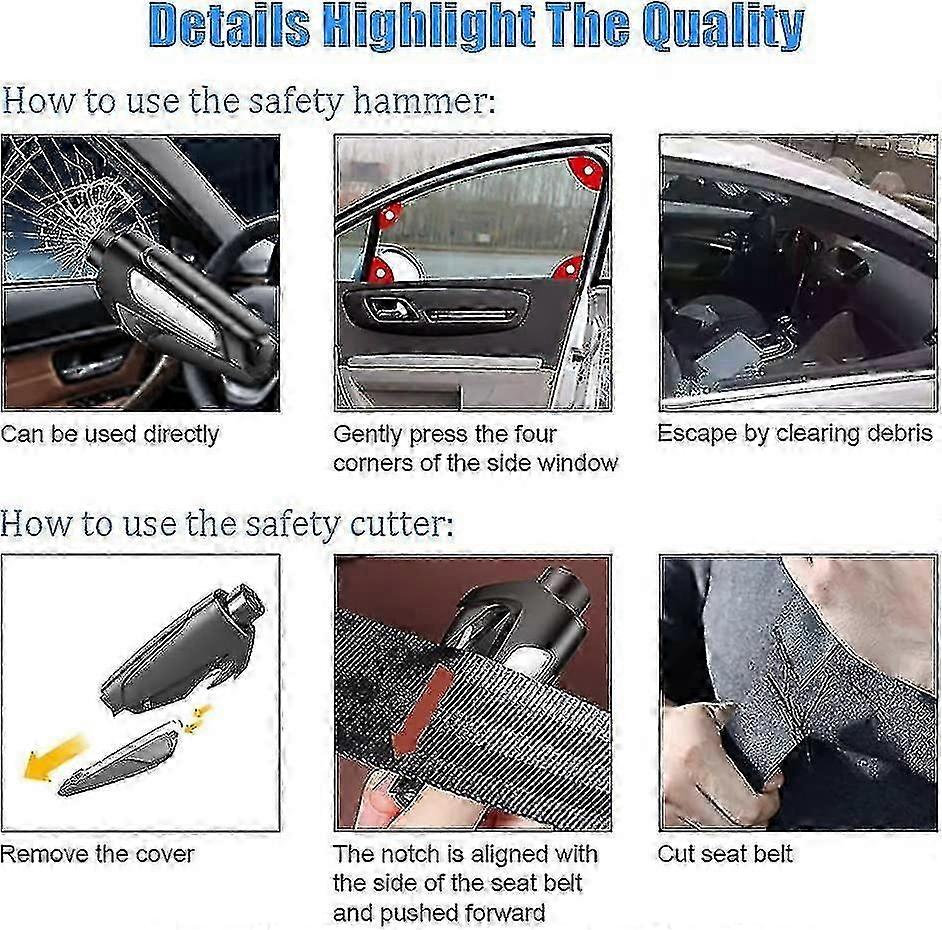 Car Window Breaker, 3 In 1 Window Breaker Keyring, Seat Belt Cutter And Window Breaker, Car ...