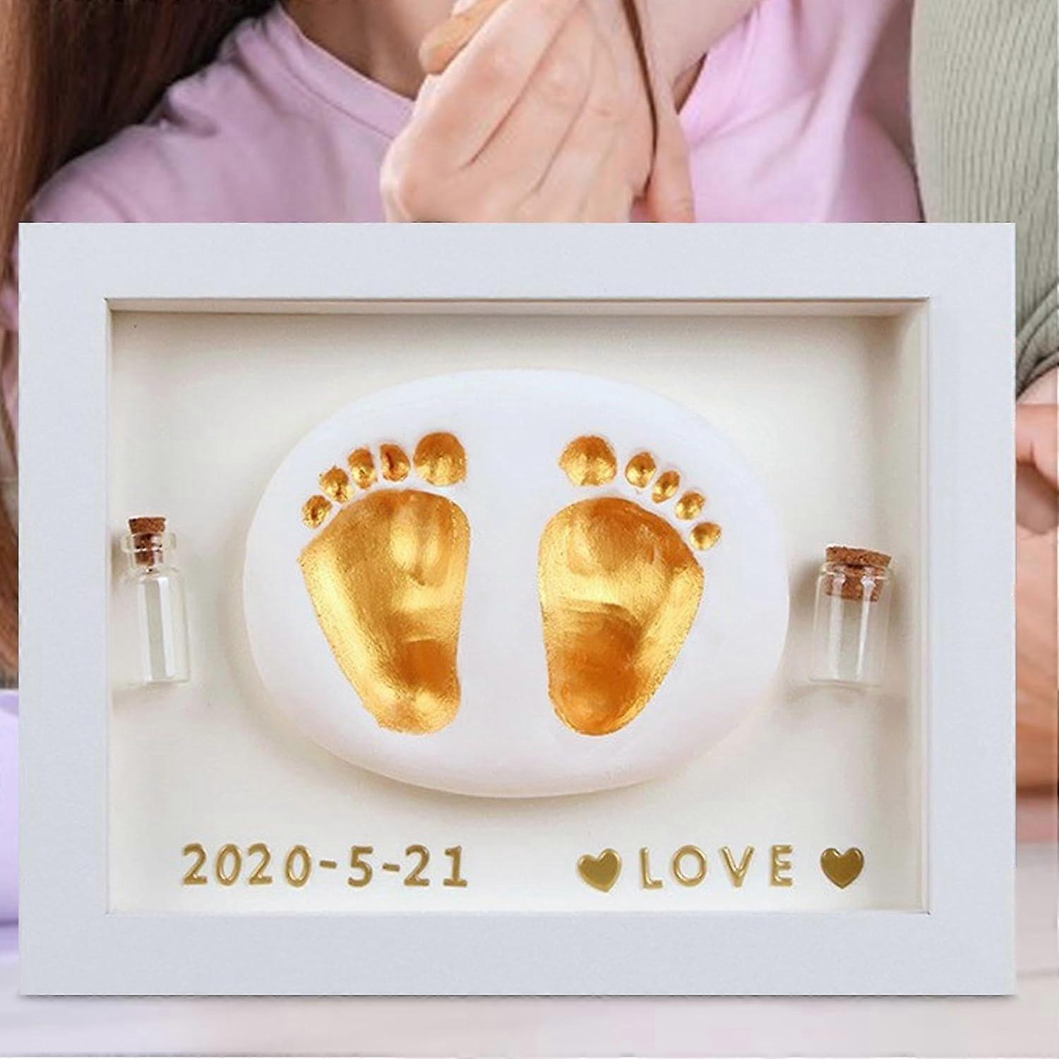 Baby Handprint Kit and Foot Shape Kit - Wooden Art Photo Frame for Baby ...