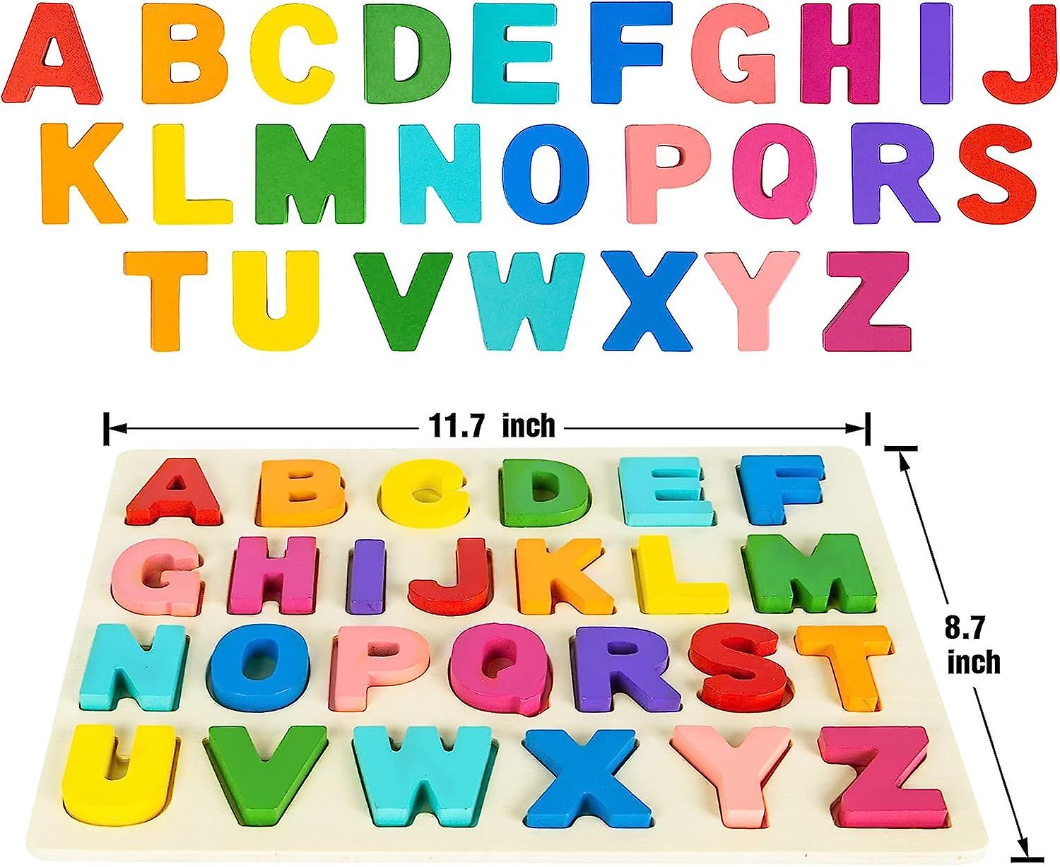 Alphabet Puzzle Wooden Puzzles For Toddlers 1 2 3 4 5 Year Old, Abc ...