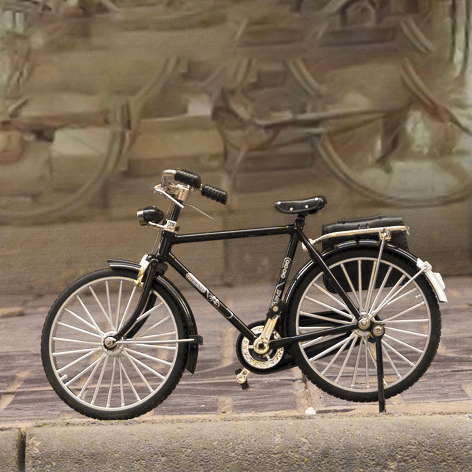 Simulation Vintage Bicycle Model with Pump Movable Pedal & Wheels DIY Assembled Bike Model ...