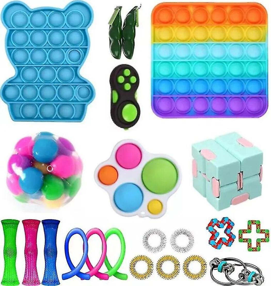 Rainbow Pop Fidget Toys Pack Kawaii Kids Toys Push Bubble Anti Stress ...