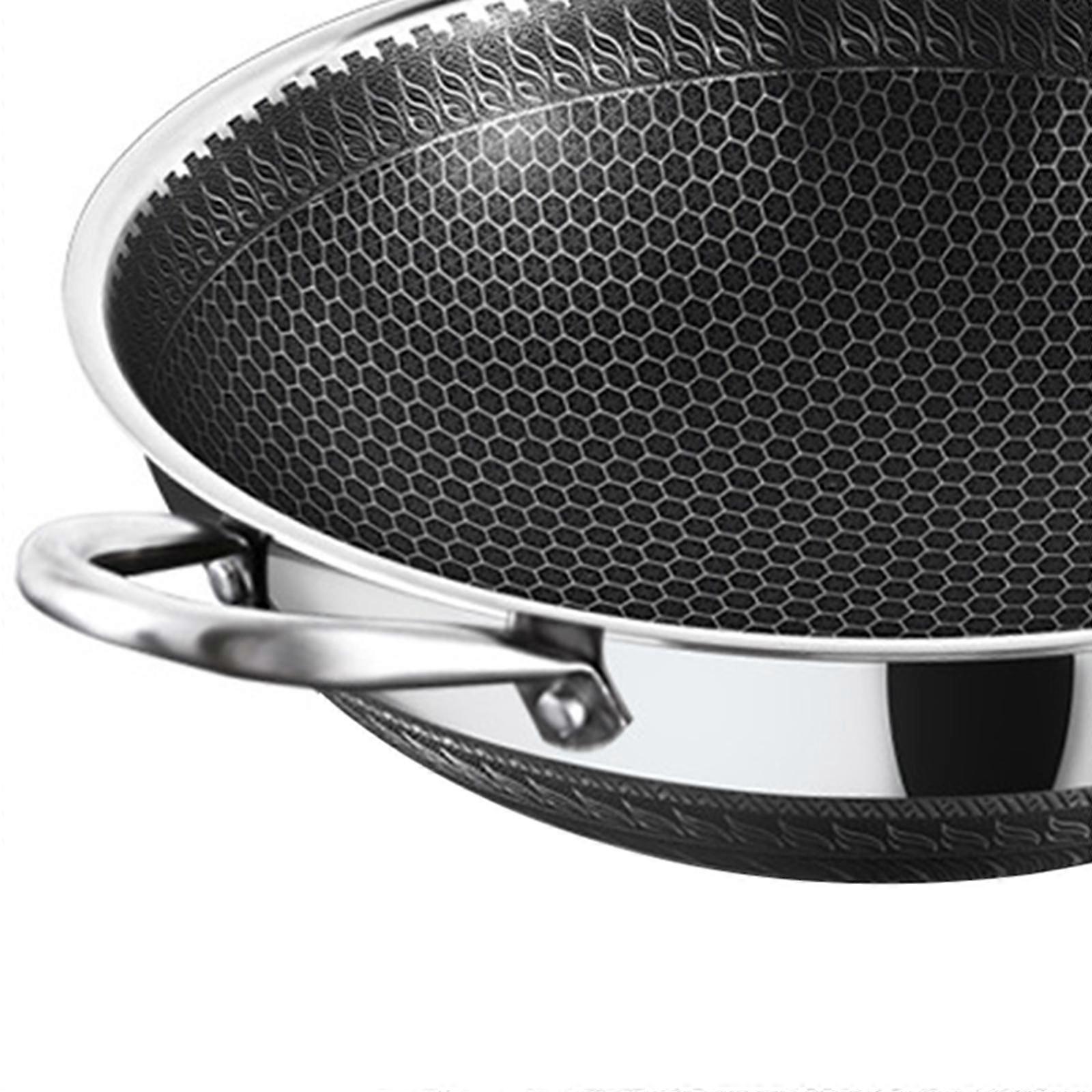 Nonstick Wok Pan Heavy Duty Stainless Steel Cooking Pot for Food Meat ...