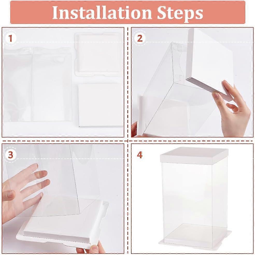6 Pcs Folding Clear Gift Boxes White 15.2x15.2x23.5cm/5.98x5.98x9.25 ...