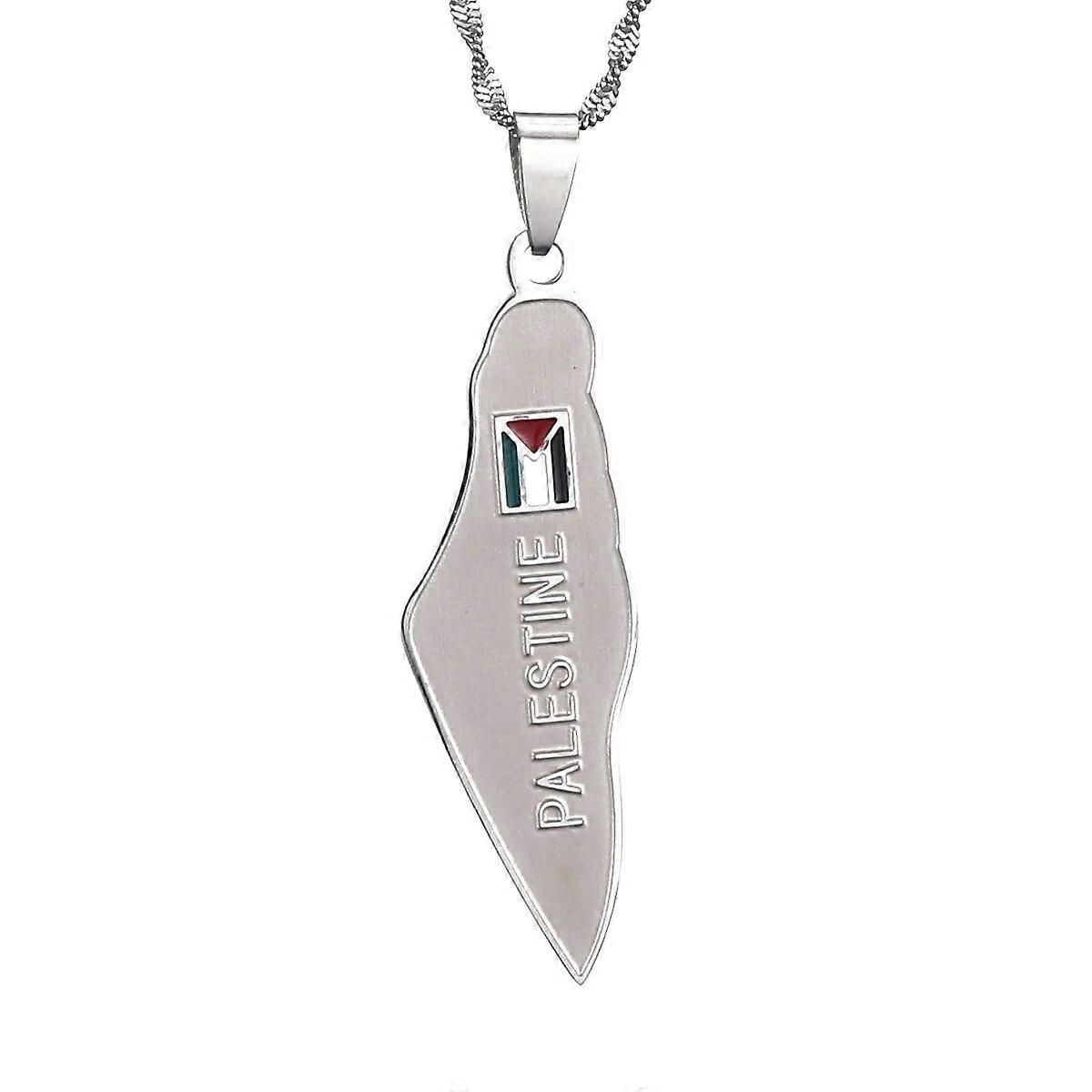 Palestine Israel Map Falg Pendant Necklaces For Men Women Stainless Steel Palestinians Ethnic ...