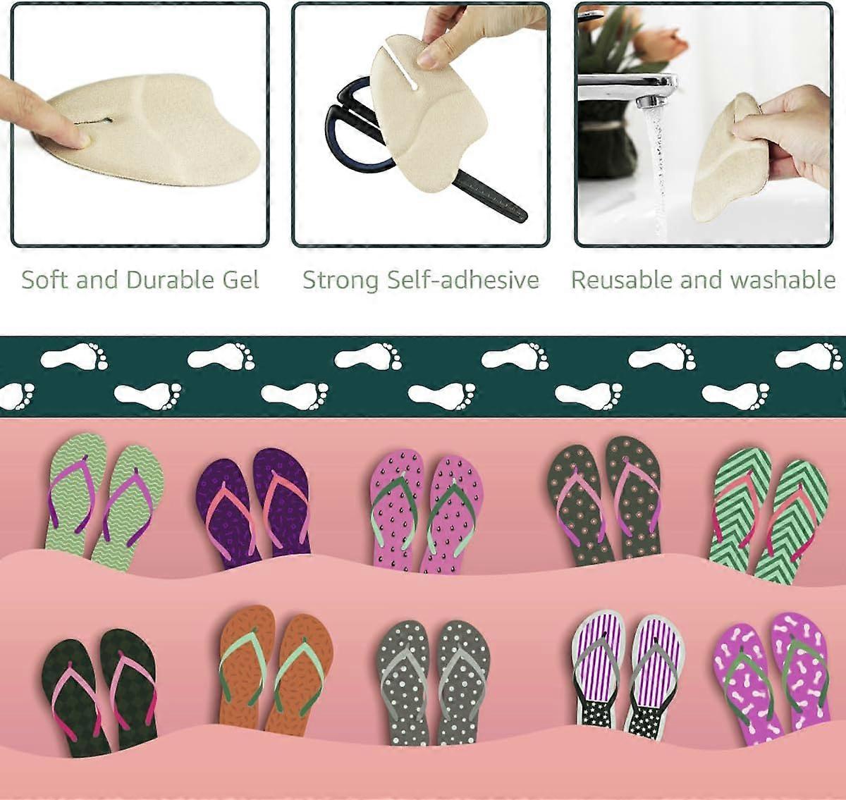 3 Pairs Metatarsal Pads for Flip Flops, Gel Metatarsal Pads for Flip-Flops Thong Sandals ...