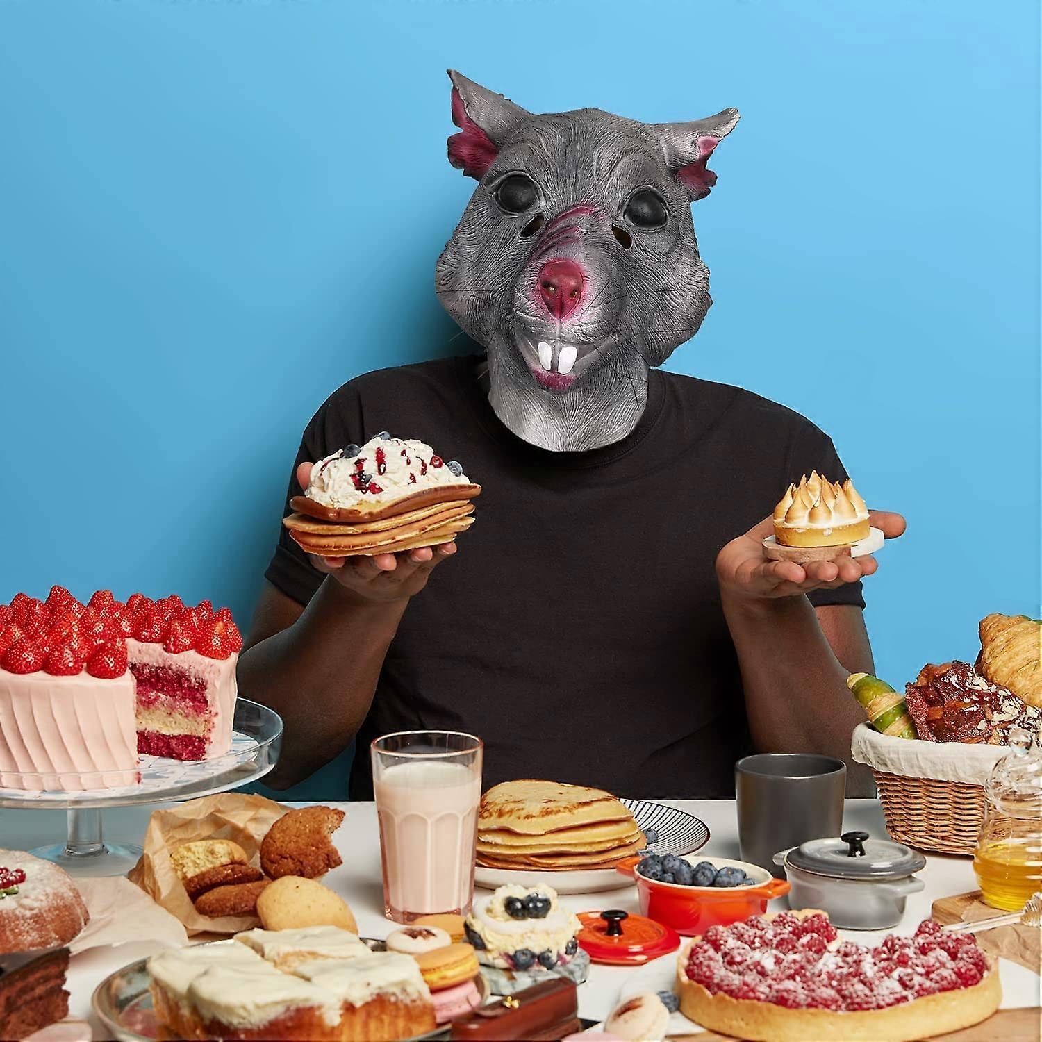 Three Dogs Party Mouse Head Mask Animal Scar Rat Mask Halloween Cosplay ...