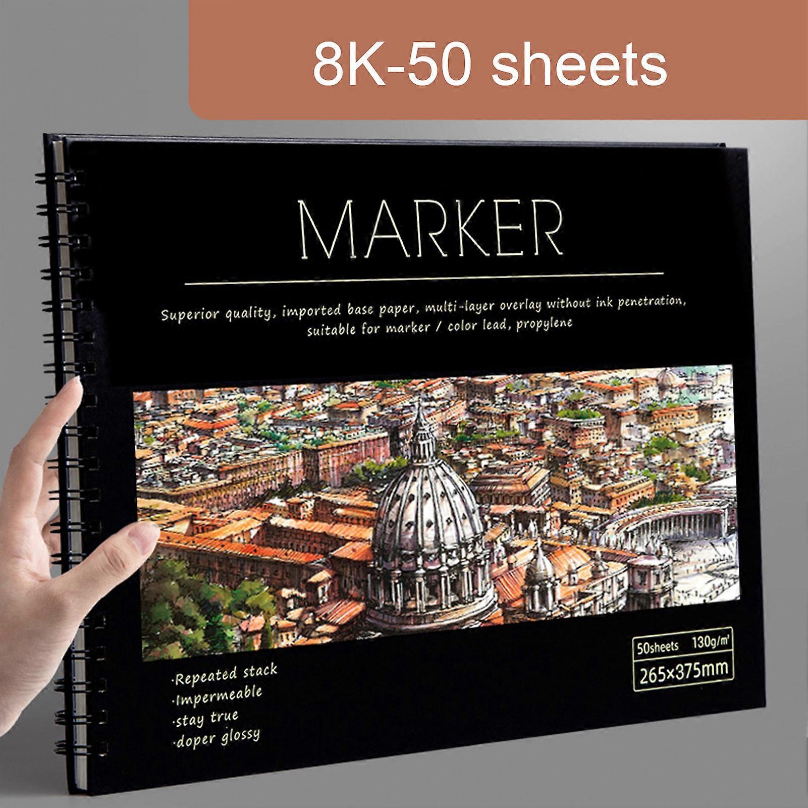 Marker Sketchbook Art Paper Marker Pad Spiral-Bound Design Sketchbook ...