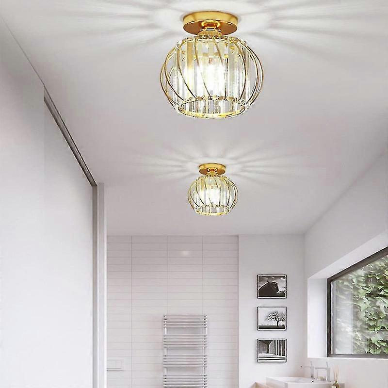 Golden Modern E27 Ceiling Lamp Crystal Ceiling Lights Living Room Lamps ...