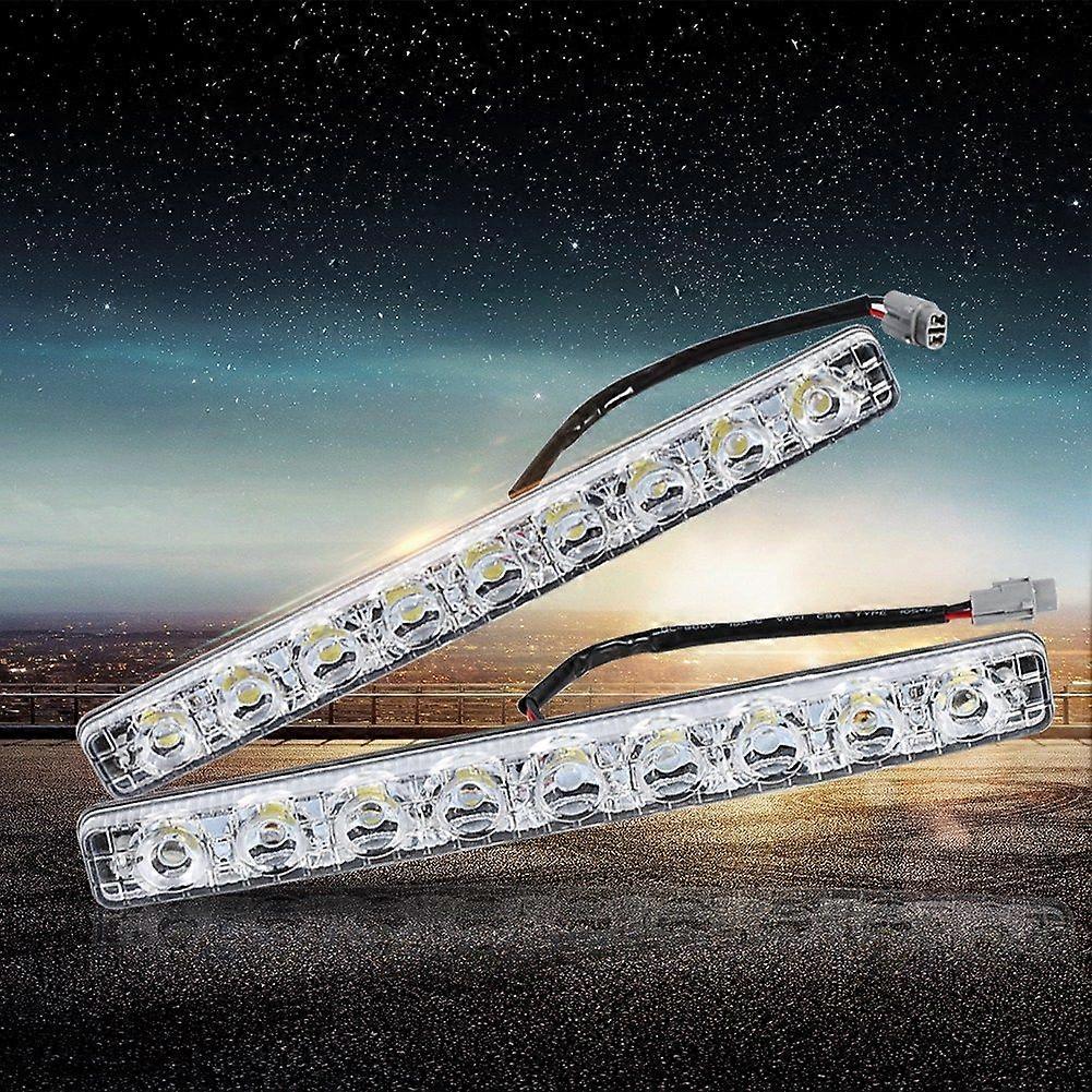 2pcs White 9-LED Long Strip Daytime Running Light DRL Car Fog Day ...