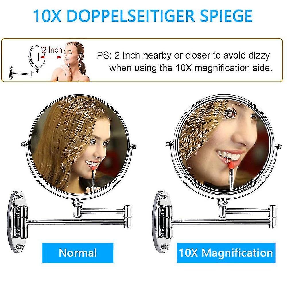 Cosmetic Mirror With 10x Magnification Led Lighting Dimmable Makeup ...