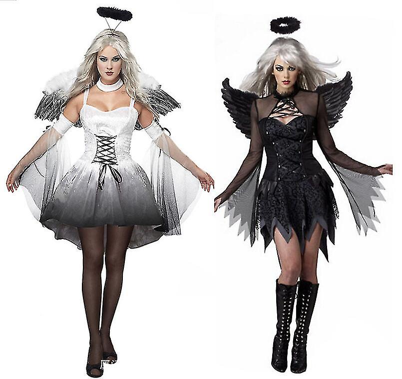 Dark Fallen Angel Costume Women Vampire Ghost Bride Devil Halloween ...