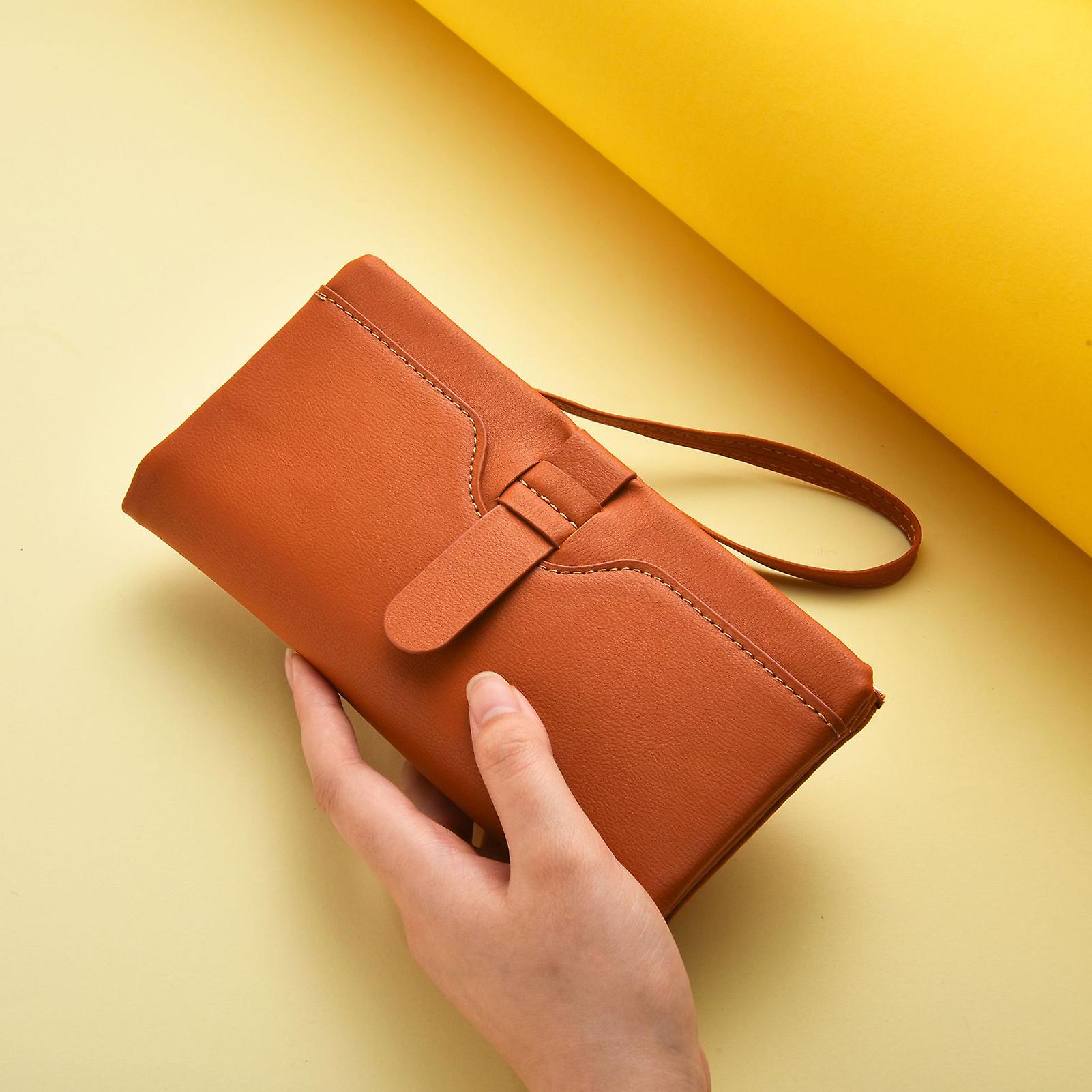 Female's Simple Long Wallet Solid Color Purse With Multiple Card Slots ...