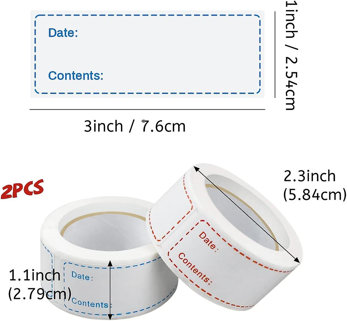 250pcs 2 Rolls Self-adhesive Removable Freezer Labels - Food Date ...