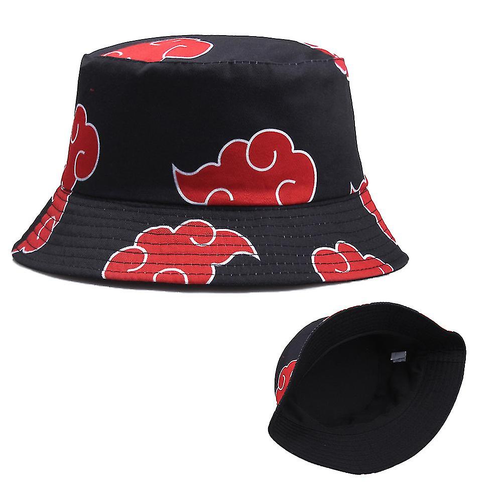 Anime Naruto Akatsuki Red Cloud Bucket Hat Fisherman Sun Cap Bonnie ...