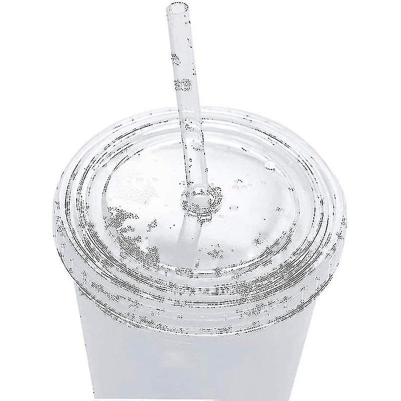 Reusable Double Layer Cup Lids With Reusable Straws Smoothie Juice ...