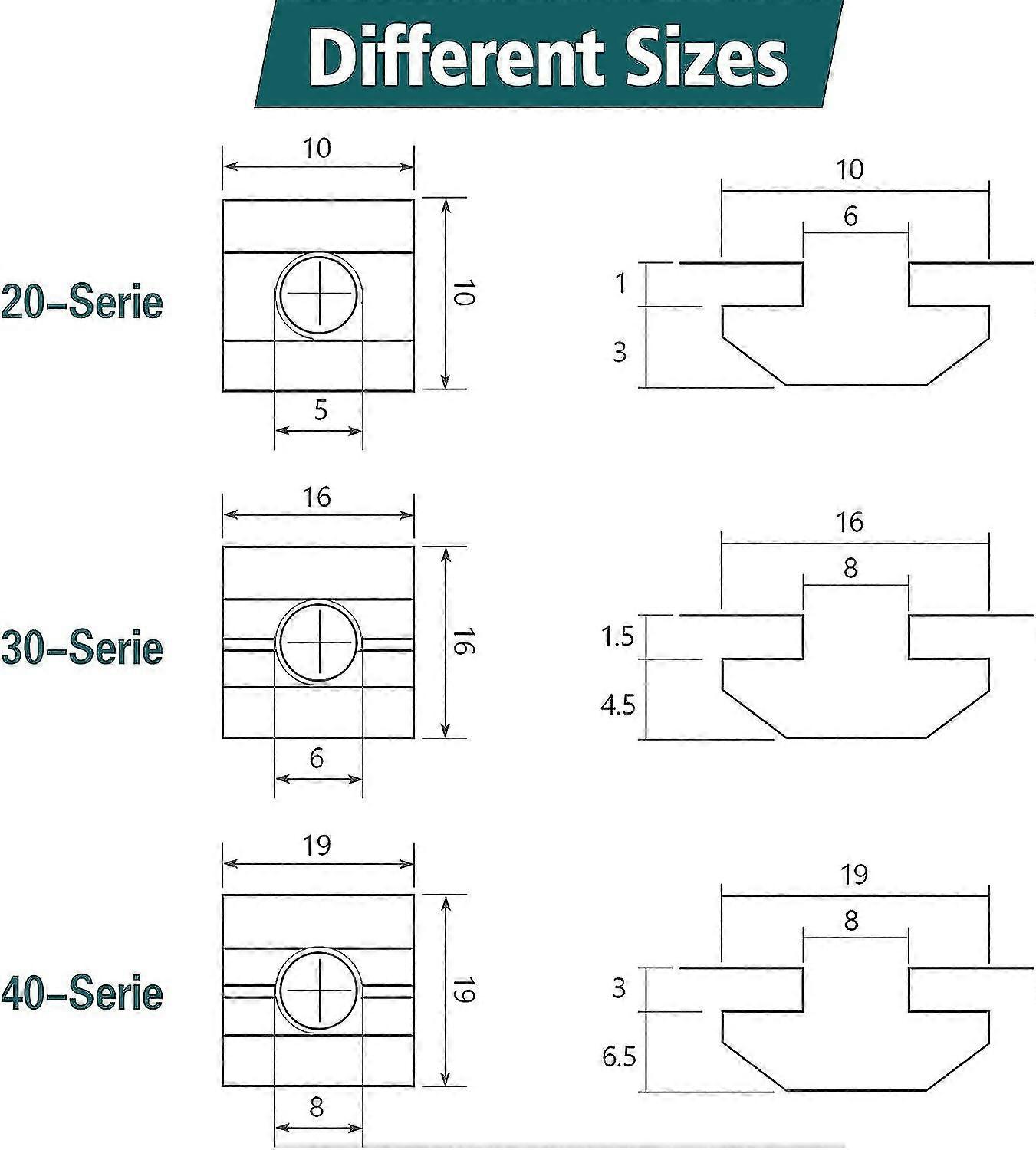 Pack Of 20 T-slot Nuts Slot 8 - Type B, M8 T-slot Carbon Steel T Slot ...