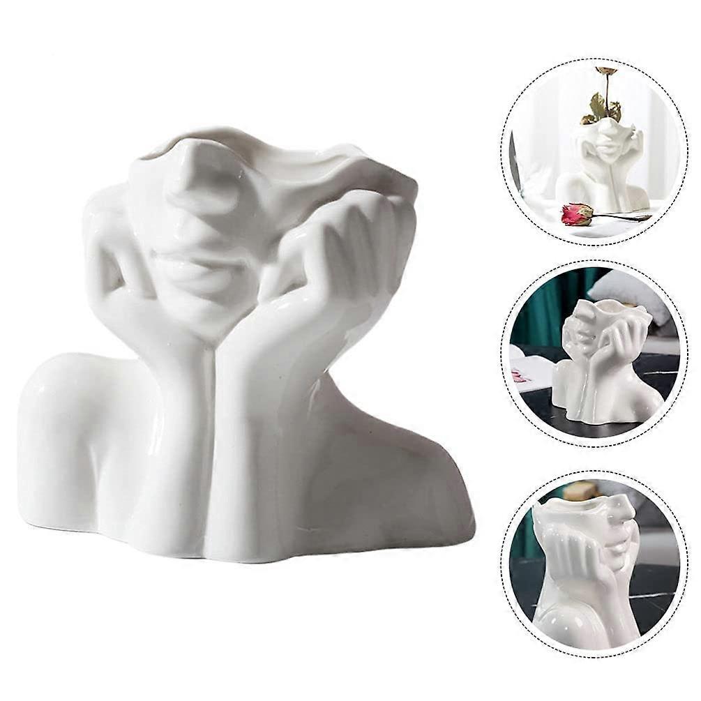Ceramic Face Vase Artistic Head Vase Women Face Planter Human Body ...