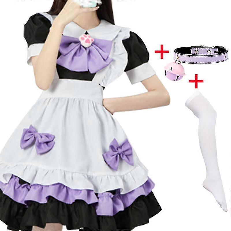 4 Styles Anime Maid Lolita Cosplay Costume Pink Dress Cat Claw Maid Bow ...