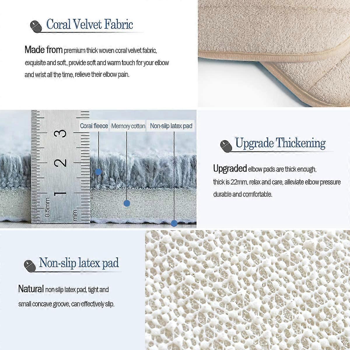 2 Pack Portable Computer Elbow Wrist Pad, Premium Memory Cotton Desktop ...