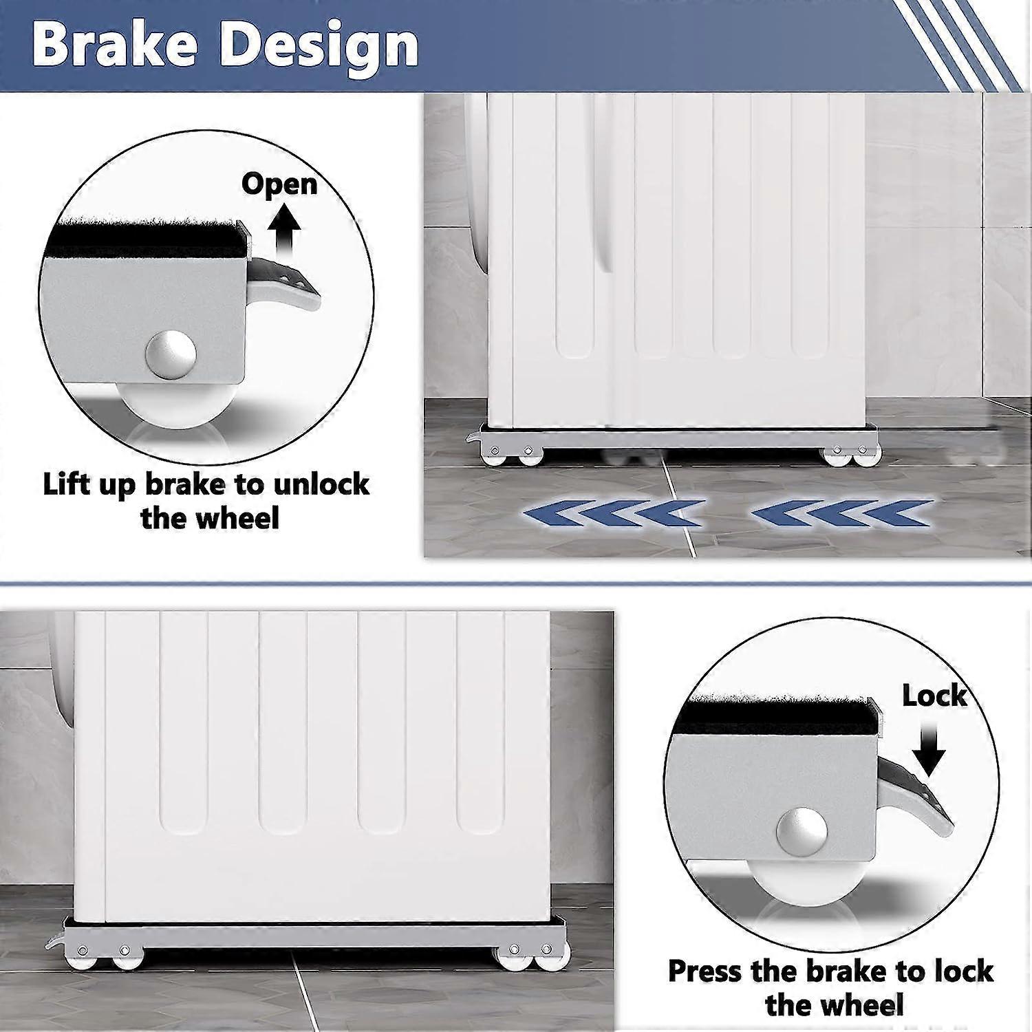 Washing machine base with brake, adjustable mobile base for washing ...