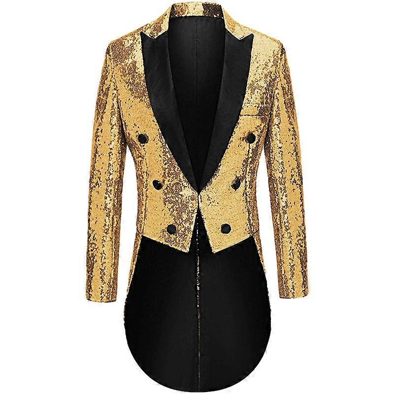 Mens Sequin Tailcoat Swallowtail Suit Jacket Party Show Tuxedo Dress ...