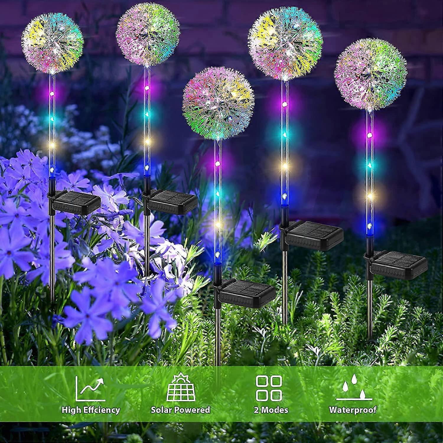 Solar Lights Outdoor, 4 Pieces Dandelion Flower Solar Lights With Led ...