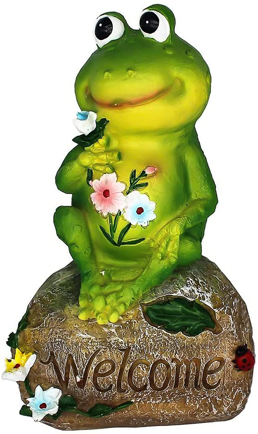 Frog Garden Decoration, Resin Frogs Statue Sculpture, Welcome To Our ...