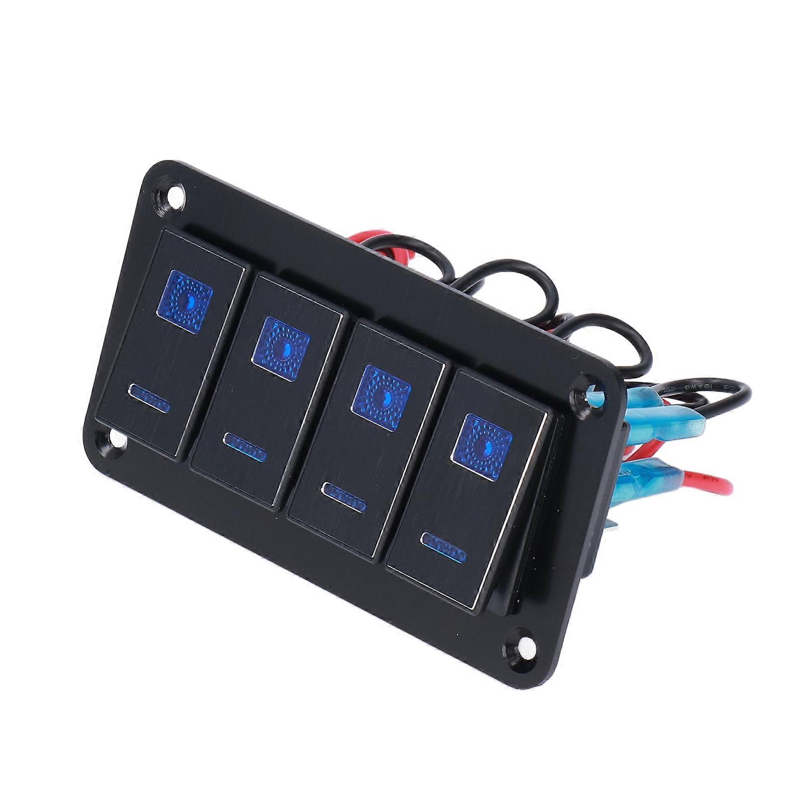 Black 4 Gang Rocker Switch Panel IP65 Waterproof Toggle Switch with LED ...