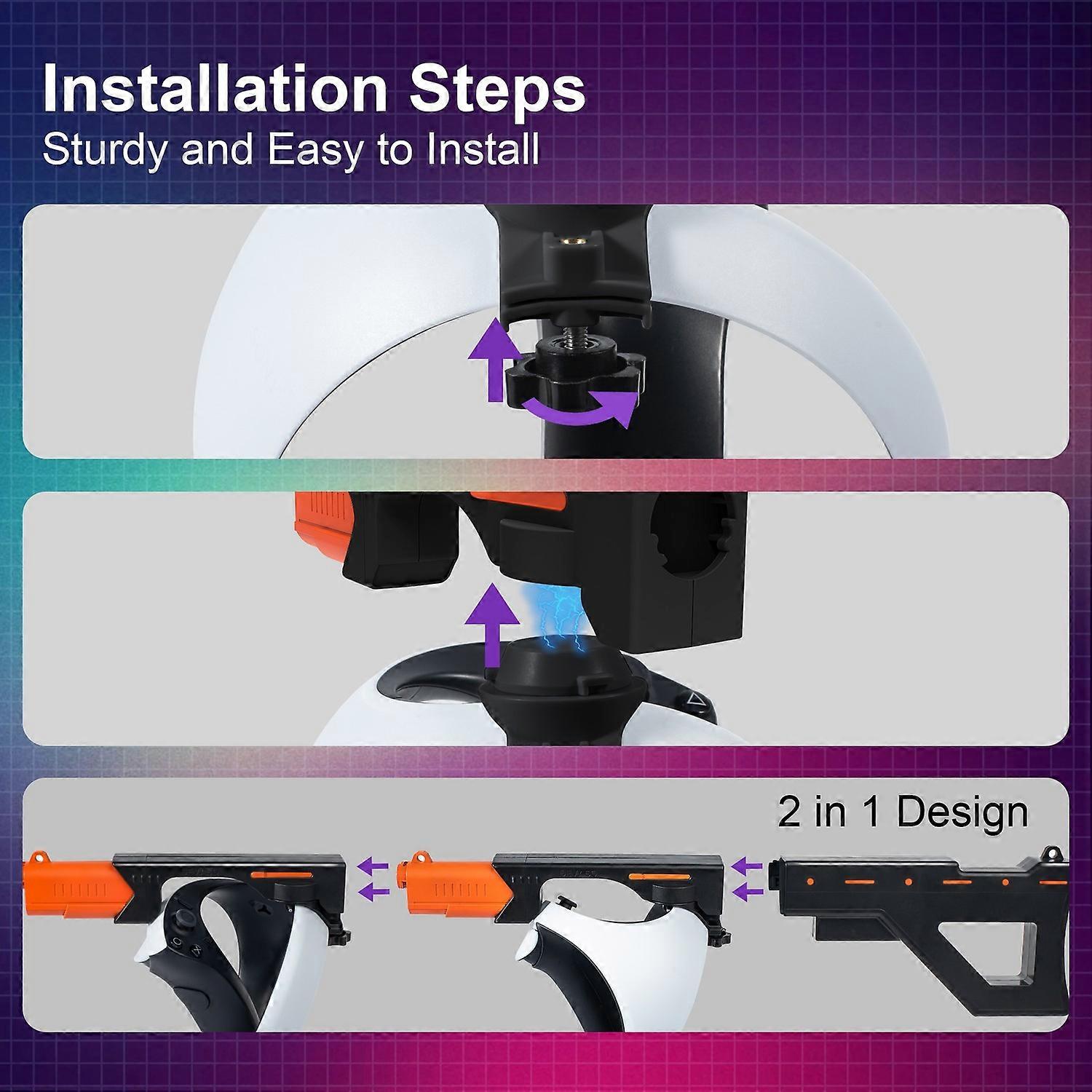 DEVASO For Sony PS VR2 Controller Gun Stock VR Game Grip Case VR ...