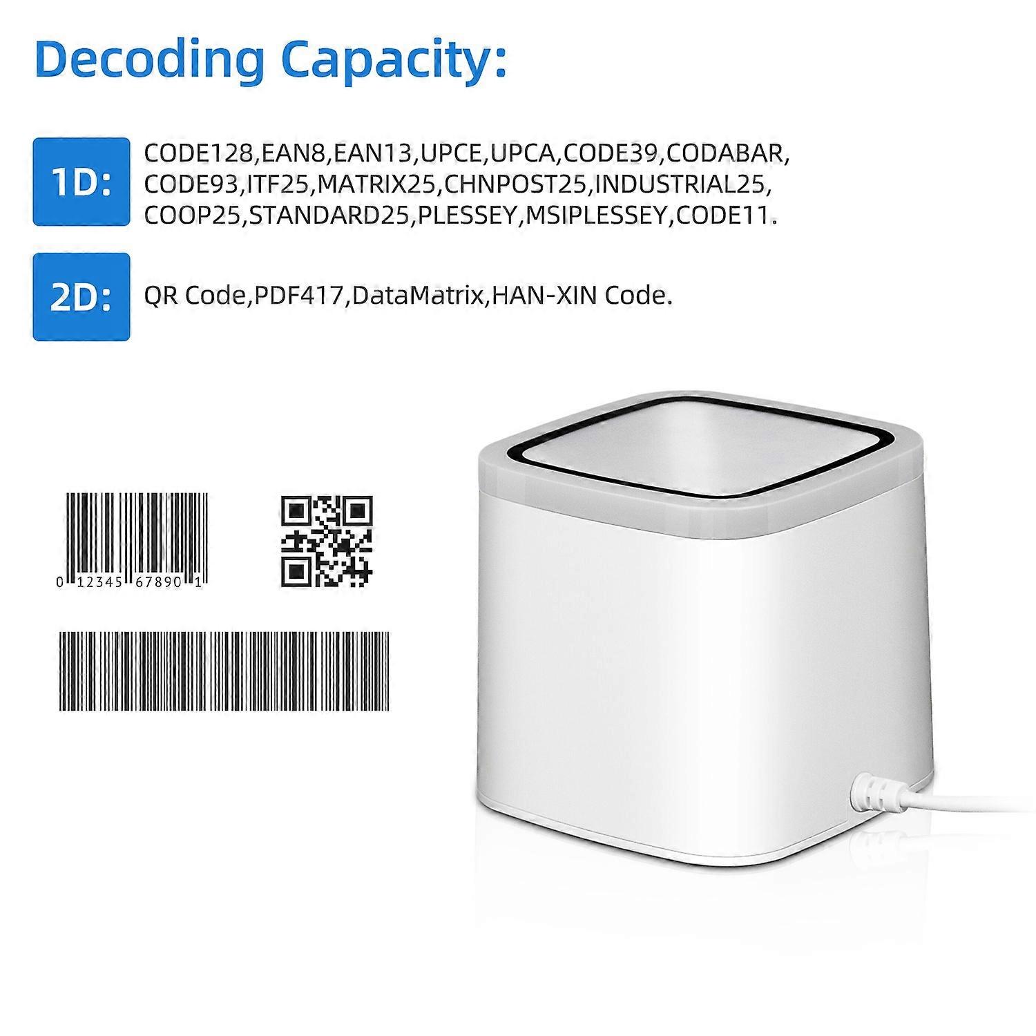 1D 2D QR Barcode Scanner Platform Hands-free USB Wired Bar Code Reader ...