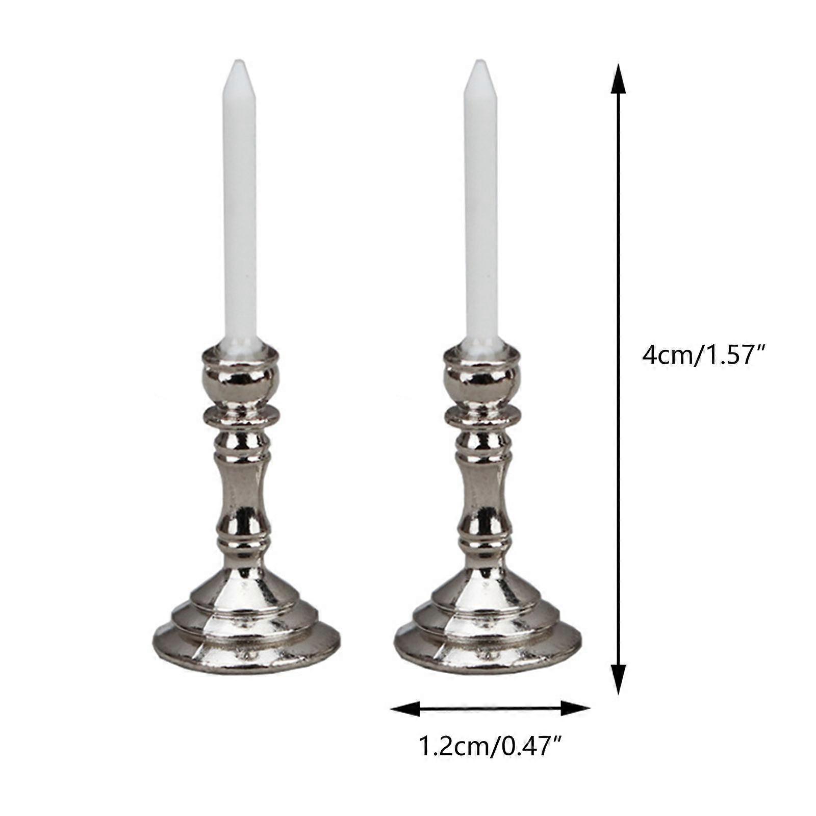 2Pcs 1:12 Dollhouse Miniature Candlesticks Doll Accessories Playing ...